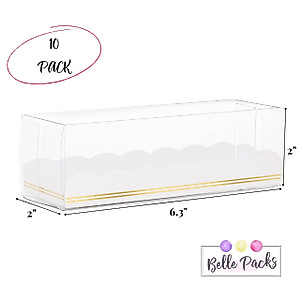 Chocolate Covered Strawberry Boxes Packaging - Set of 10 (6.3x2x2Inch) w/Gold Foil Design - Valentines Day Treat Boxes for Strawberries - Macaron Boxes as Truffle Boxes or Chocolate Strawberry Boxes