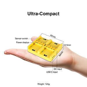 ZITAY 4 Channel NPF Battery Charger, Smart 4Bay PD 60W Fast Charger 4 Slot Simultaneous Charging Hub Fast Charger Compatible for Sony NP F970, F550, F570, F750, F980, F770, F960, F530, F330, 6KPRO
