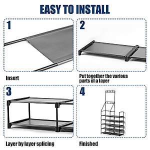 BukSuk 5 Tiers Shoe Rack, 20 Pairs Shoe Rack Organizer, Shoe Rack & Coat Rack, Space-Saving Shoe Rack for Closet, Non-Woven Fabric Shoe Shelf (Black)