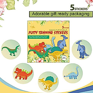 Potty Training Seat Magic Sticker | Dinosaur toddler Potty Training Toilet Color Changing Sticker | 5 Pack Toilet targets with FREE potty e book | Use with or Without Potty chart or potty watch
