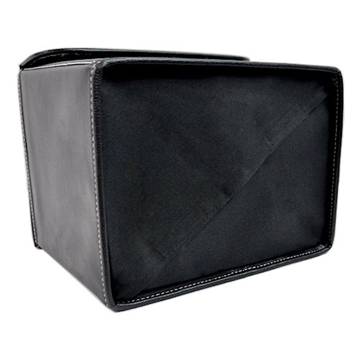 The Lucky Clover Trading Roosevelt Faux Leather Storage Box with Lid, Black Basket