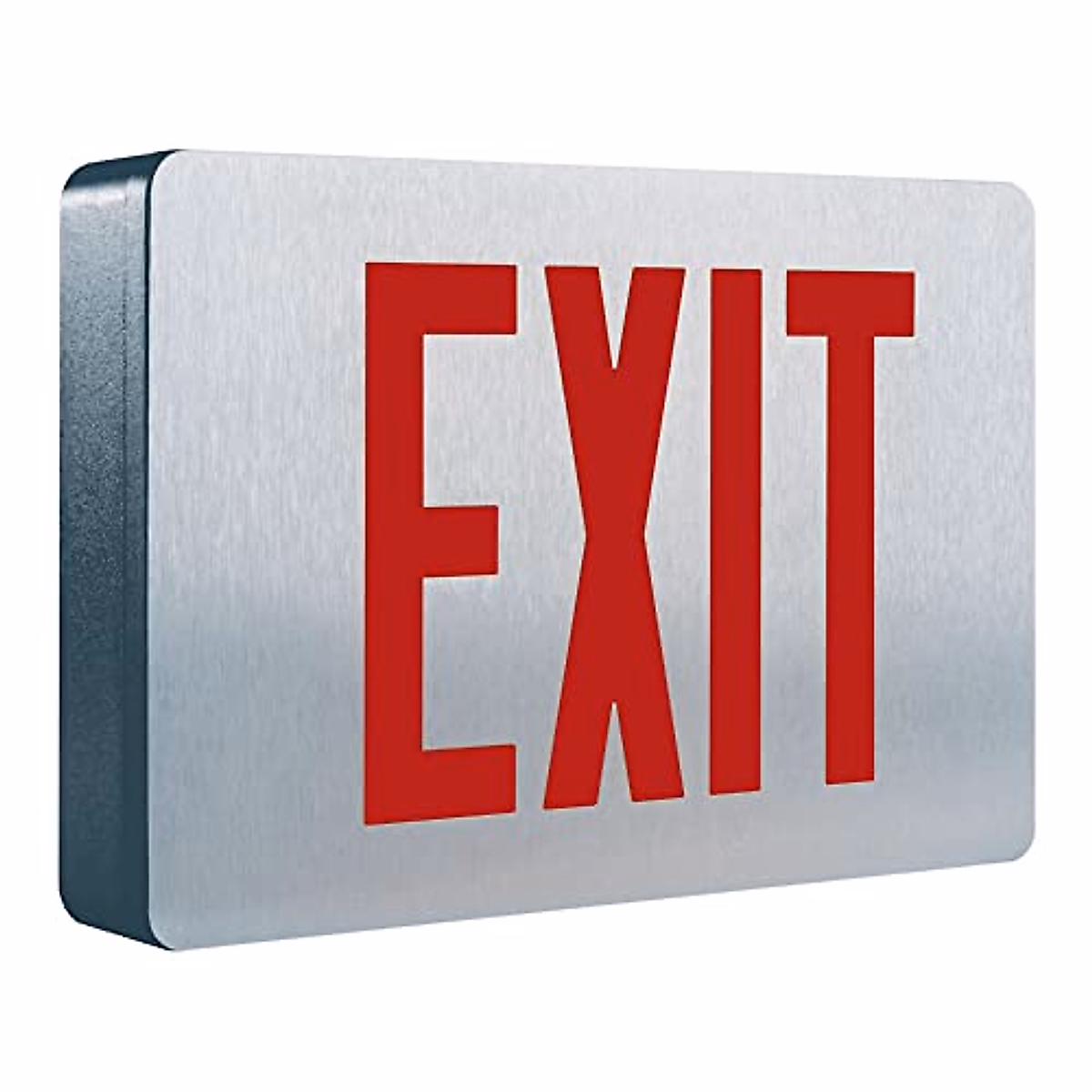 SURE-LITES LED Exit Sign, Brushed Aluminum Emergency Light with Red or Green Letters, Single Side, AC Only, 120-277V