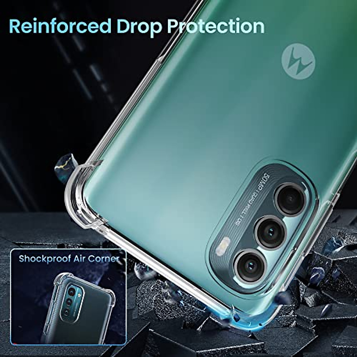 Cresee Moto G Stylus 5G 2022 Case, Crystal Clear Reinforced Corner Bumper, Slim Shockproof TPU Cover