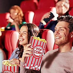 Paper Popcorn Bags 2 oz Grease Resistant Popcorn Bags Individual Servings Tear Resistant Popcorn Holders Red and White Container Popcorn for Carnival Movie Party Supply, 5.5 x 2 x 11.2 Inch (500 Pcs)