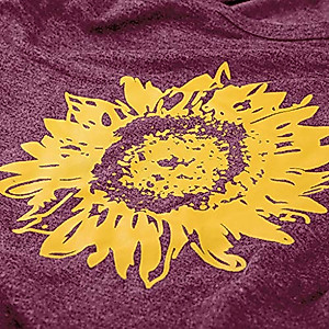 BPSZD Womens Sunflower Pattern Loose Ladies Summer Round Neck Sleeveless T-Shirt