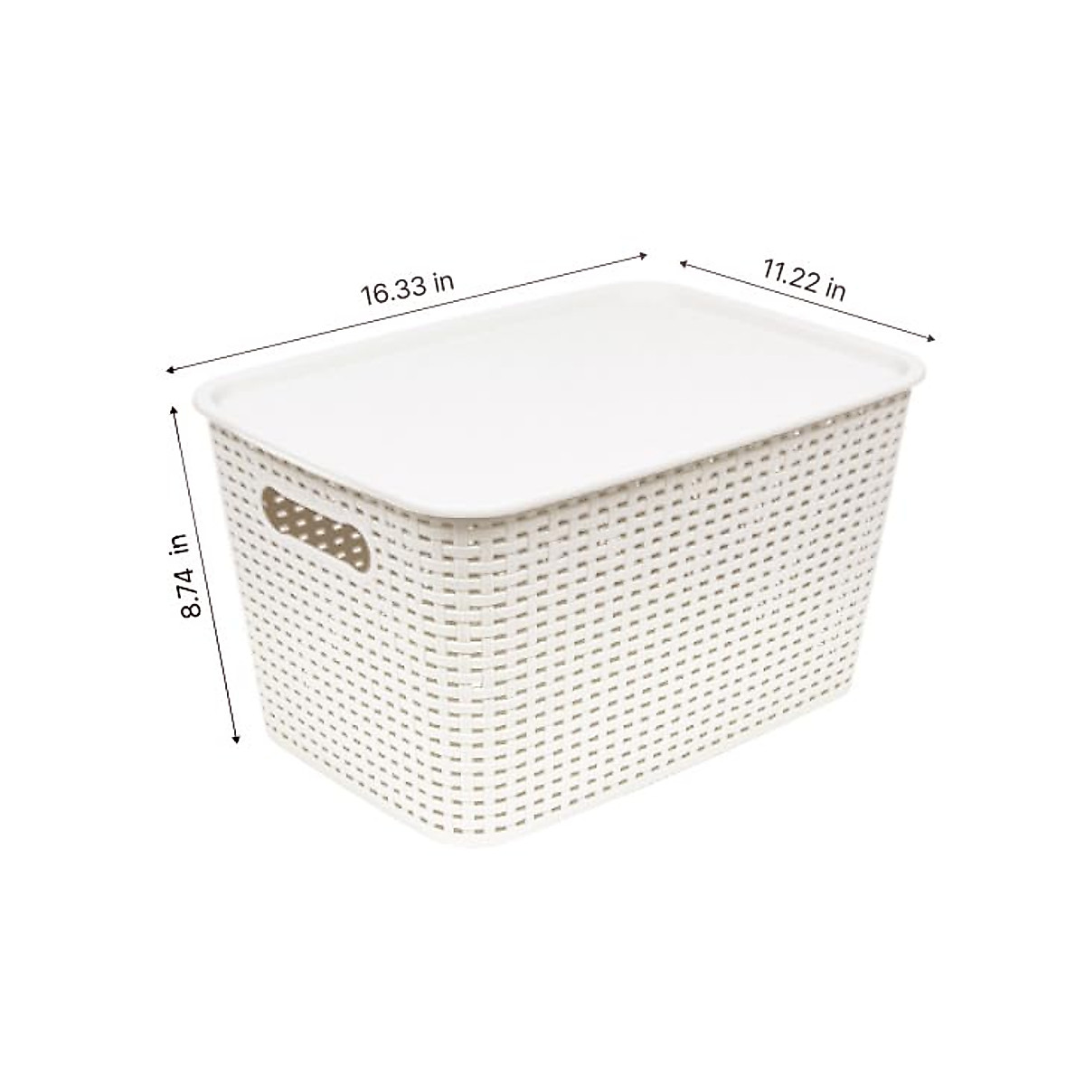 OLLIC Plastic Bins Large Storage with Lids | Korean Organizer Bin Basket Set for Organizing Baskets in Closet and Home (WHITE, LARGE_4PK)