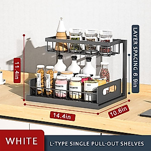 Knownyou Under Sink Storage, Pull Out Cabinet Organizer, 2 Tier Slide Out Sliding Shelf for Kitchen Bath (Black)