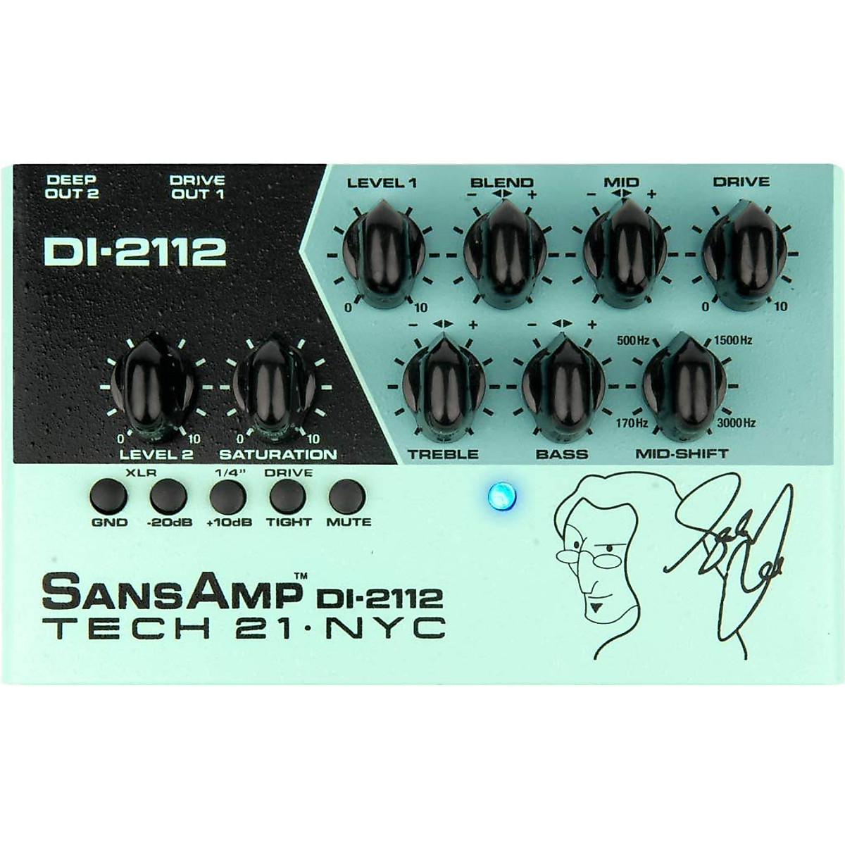Tech 21 Geddy Lee DI-2112 Signature SansAmp Bass Preamp Pedal Bundle with 2 MXR Patch Cables and Dunlop Pick Pack