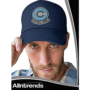 ALLNTRENDS Adjustable Trucker Hat Capsule Corp Embroidered Mesh Baseball Cap Adult Graphic Anime Hats (White)