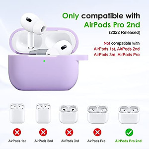 Case Cover for Airpods Pro 2nd Generation Charging Case 2022, Soft Silicone Protective Case with Keychain and Cute Puff Pom Pom Ball Kit Front LED Visible (Light Pink)