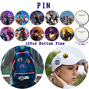 74Pcs Video Game Party Favors Supplies Gift Set Include 12 Bracelets 12 Button Pins 12 Keychains 38 Stickers Game Themed Party Favors Birthday Decorations for Kids Game Fans