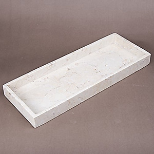 Creative Home Natural Champagne Marble Vanity Tray Towel Tray Bathroom Countertop Organize Tray, 6.5" L x 16.5" W x 1.5" H, Champagne (Beige)
