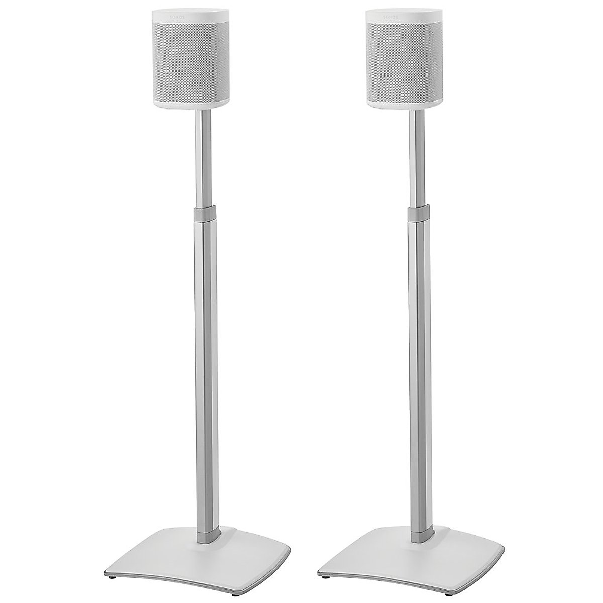 Sanus Adjustable Height Wireless Speaker Stands Designed for SONOS ONE, ONE SL, Play:1, and Play:3 - Tool-Free Height Adjust Up to 16" with Built in Cable Management - Single White…