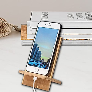 LIFATION Bamboo Phone Stand with Charging Hole Detachable Portable Wood Mobile Phone Holder