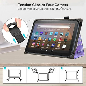 Pudiceva Universal Case for 7.5-9.0 inch Tablet,Slim Folio Protective Cover for 7.9" 8.0" 8.4" 8.7" and All 7.5"-9.0" Touchscreen Tablet Cover with Adjustable Fixing Band,Butterfly 01