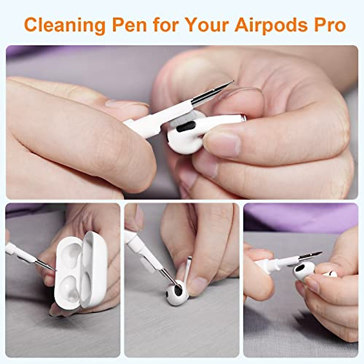 SUPFINE Airpod Pro Case Cover with Keychain, Soft Protective Silicone Airpods Pro Case with Airpod Cleaner kit & Replacement Ear Tips (S/M/L), Black