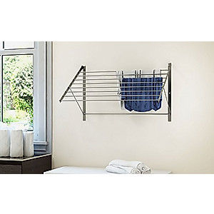 brightmaison Wall Mount Clothes Drying Rack & Laundry Room Organizer, 6.5 Yards Drying Capacity Stainless Steel Silver Laundry Rack