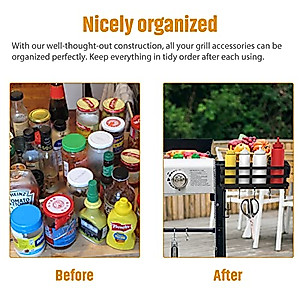 RUSFOL Upgraded Stainless Steel Griddle Caddy for Royal Gourmet 24'' Charcoal&Propane Gas Griddles, with an Allen Key, Space Saving BBQ Accessories Storage Box, Free from Drill Hole&Easy to Install