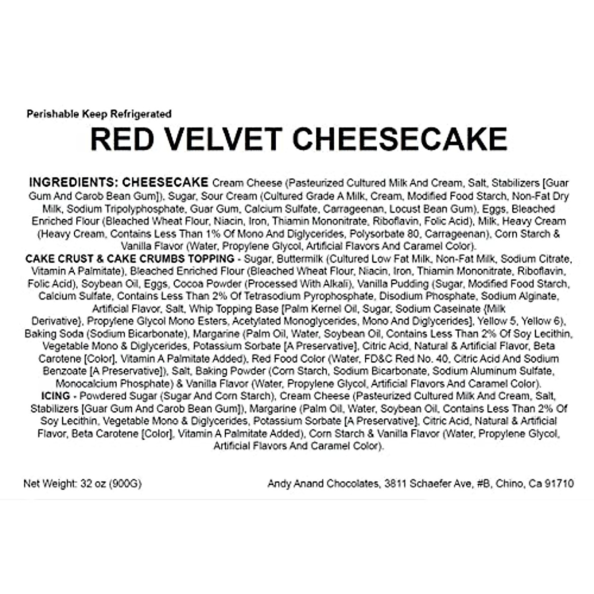 Andy Anand Red Velvet Cheesecake 9" Fresh Made in Traditional Way, Amazing-Delicious-Decadent & Greeting Card, Birthday Valentine, Christmas, Mothers Fathers day, Anniversary Gourmet Food (2 lbs)
