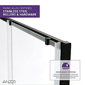 ANZZI 72 x 60 inch Framed Shower Door in Matte Black, Halberd Water Repellent Glass Shower Door with Seal Strip Parts, Easy Gilde Rollers Sliding Shower Door, SD-AZ052-02MB
