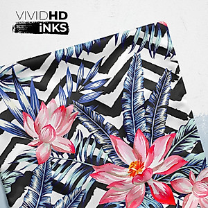 iiRov Summer Design Ink-Fuzed Decorative Throw Pillow - Vivid Tropical Chevron Floral v1