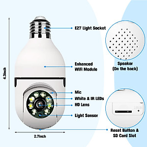 GuFamily Light Bulb Camera 2K Night Vision Security Surveillance Camera Support 2.4GHZ & 5GHz WiFi Camera Remote Control Outdoor Camera Motion Detection & Tracking Cam, Cloud & SD Card Storage