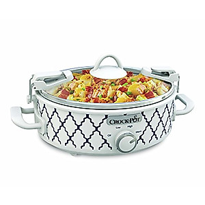 Crock-Pot SCCPCCM350-BL Manual Slow Cooker, Navy Blue & Crockpot 2.5-Quart Mini Casserole Crock Slow Cooker, White/Blue