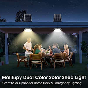 Malitupy Solar Ceiling Lights Indoor Outdoor Home, Daytime & Dimmable 1000LM Solar Shed Light with ON Off Switch & Remote, Cool/Warm White Solar Barn Light for Yard, Patio, Shop, Porch, Chicken Coop