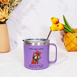 Funny Gifts For Men Women - Birthday,14 Oz Stainless Steel Coffee Mug,For Friends,Dad, Mom, Co-Worker, Teacher Gift -Fun Gift For Father's Day, Mother's Day, Valentine's Day and Christmas (Purple)