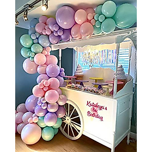 Double Stuffed Pastel Balloon Garland Pink Purple Green Balloons Rainbow Balloon Arch With Gold Metallic Latex Balloons Kit For Mermaid Baby Shower Princess Ice Cream Birthday Candy Party Decorations