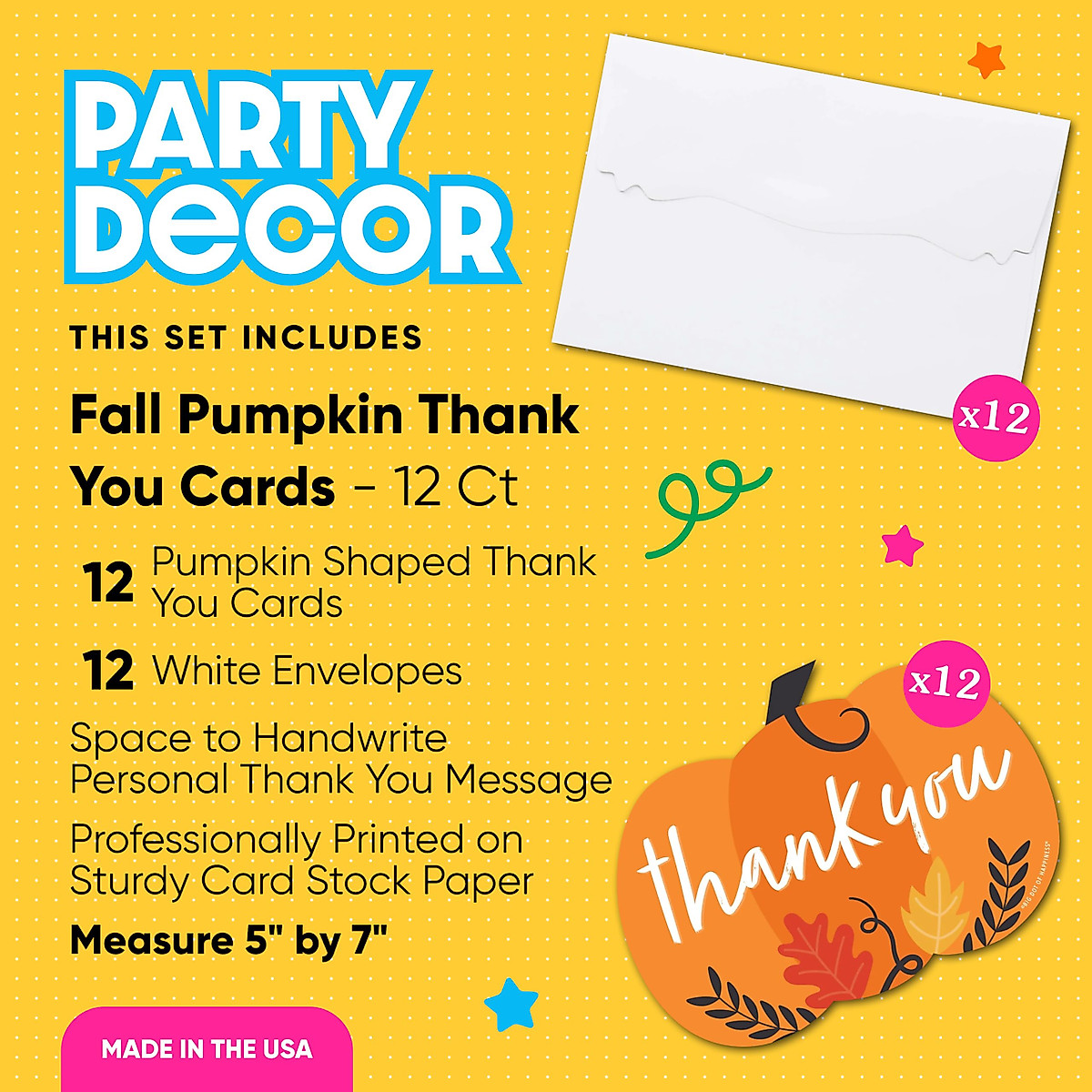 Big Dot of Happiness Fall Pumpkin - Thanksgiving Thank You Cards - Halloween Thank You Cards - Pumpkin Cutouts Cards - Pumpkin Thank You Cards- Thank You Cards with Envelopes - Set of 12