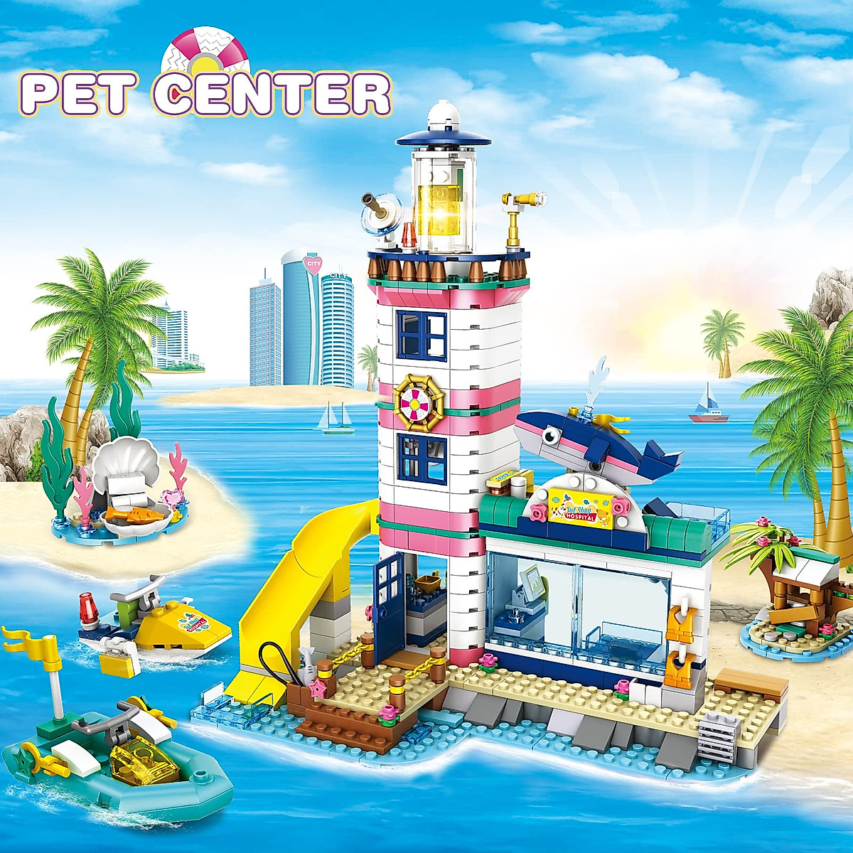 VIOSEBN Friends Lighthouse Rescue Center Building Kit, Pet Day Care Center Building Blocks Sets for Kids Boys Girls 6-12 Years (723 Pieces)