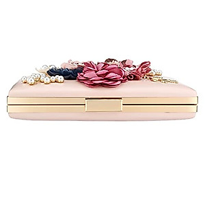 Floral Evening Bag for Women, Flower Evening Clutch Purse Elegant Banquet Handbag Lady Party Wedding Banquet Bag (Pink)