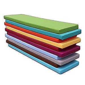 Hruile 2 3 Seater Garden Long Bench Cushion Pad Mat with Fixing Ties, 5cm Thick Bench Seat Cushion Pad, Waterproof Seat Pad for Outdoor Patio Furniture Swing Chair, Blue, 60x30cm