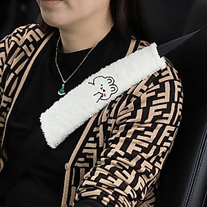 Car Seat Belt Pad,MoreChioce Universal Seat Belt Shoulder Strap Cover Comfortable Seatbelt Protector Pad with Sweet Pattern for Car and Backpack,Rabbit#B