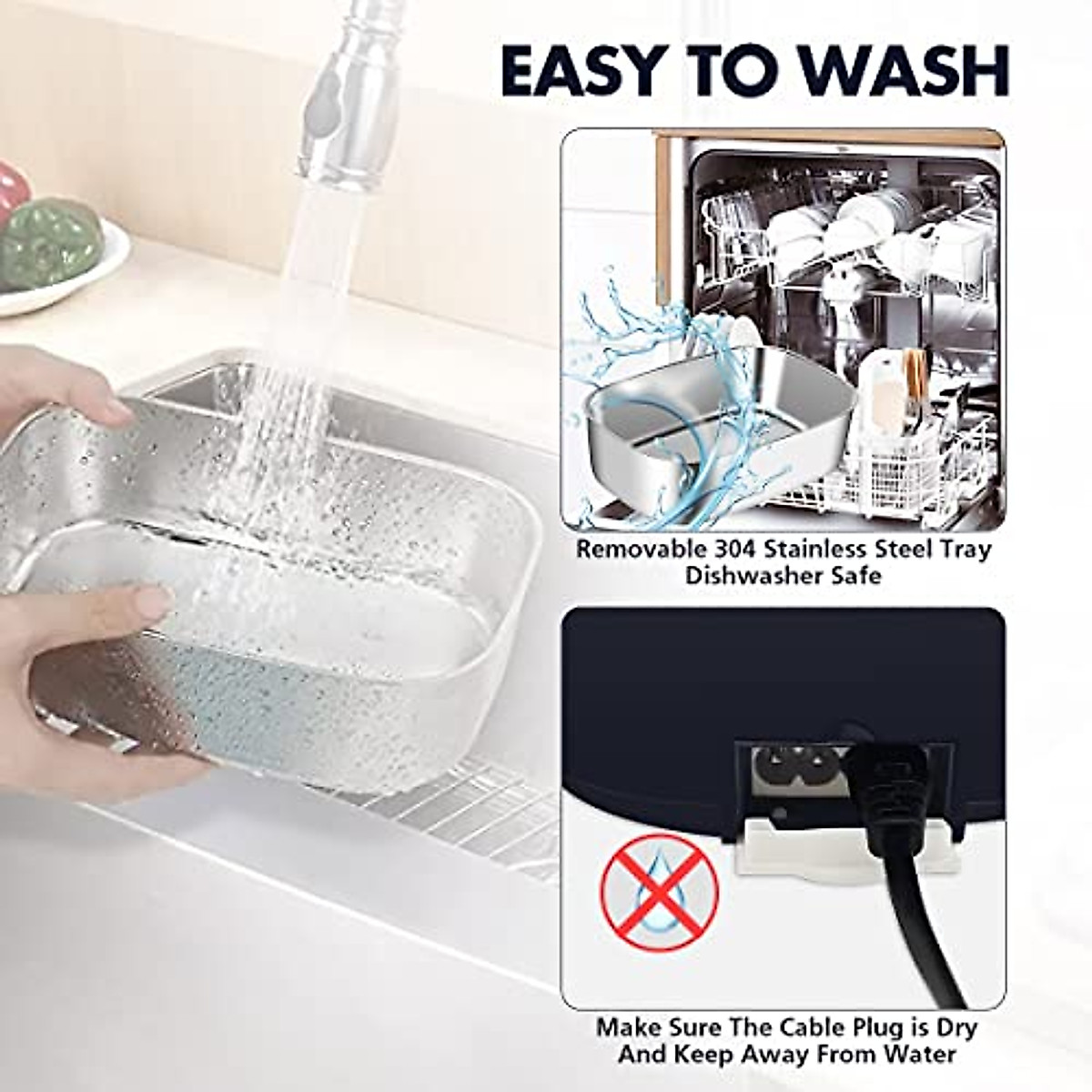 Yoorbee Electric Lunch Box Food Heater, 60W Heated Lunch Boxes for Adults,Durable 3-In-1 Portable Food Warmer for Car& Home/Office,Leak-proof,with Fork&Spoon,Carry Bag