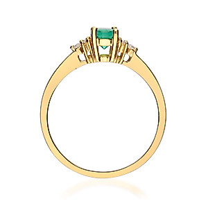 Gin & Grace 10K Yellow Gold Natural Emerald Diamond (I1,I2) Engagement Promise Band Style Propose Promise Ring for Women