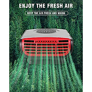 Car Heater,12V 150W Portable Car Heater Defroster Fans, 2 in 1 Heating & Cooling Fast Heating Defrost Defogger with Plug in Cigarette Lighter, Window Defroster for Car, SUV, Jeeps, Trucks, Black