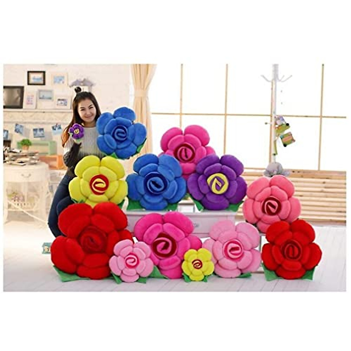 AZCHEN Flower Pillow Standard Throw Pillow Decorative Pillow Cushion Patio Furniture Cushions Home Chair Cushion (11.8inch, Red)