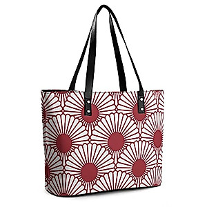 Womens Handbag Japanese Pattern Leather Tote Bag Top Handle Satchel Bags For Lady