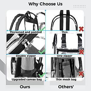 GEKMOR 3Pack Clear Backpack Set Stadium Approved, Transparent Backpack with See Through Lunch Bag and Pencil Case-Heavy Duty PVC