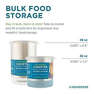 U Konserve Stainless Steel Bulk Food-Storage Canisters 48oz - Clear Silicone Lid - Airtight - Kitchen Containers - Dishwasher Safe - Plastic Free