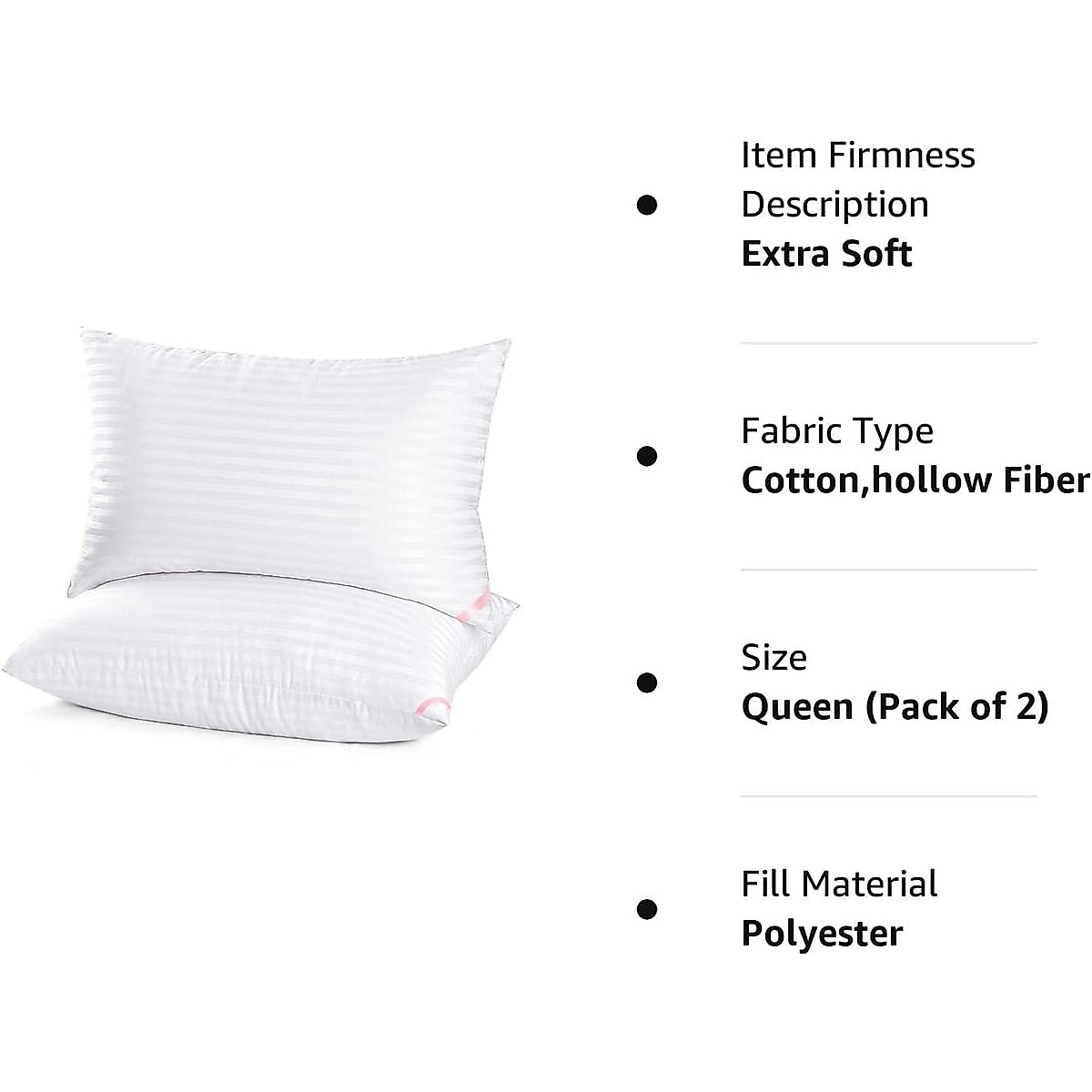 EIUE Hotel Collection Bed Pillows for Sleeping 2 Pack Queen Size，Pillows for Side and Back Sleepers,Super Soft Down Alternative Microfiber Filled Pillows,20 x 30 Inches