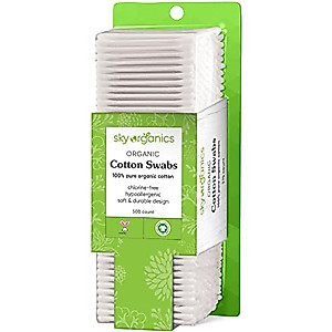 Sky Organics Organnic Cotton Swabs for Sensitive Skin, 100% Pure GOTS Certified Organic for Beauty & Personal Care, 500 ct.