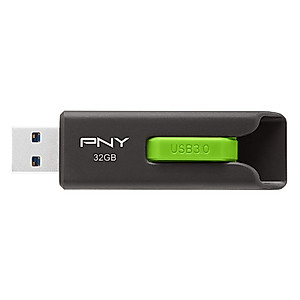 PNY Elite Prime USB 3.0 Flash Drive, 32GB, Gray/Green (P-FD32GEL-GE)