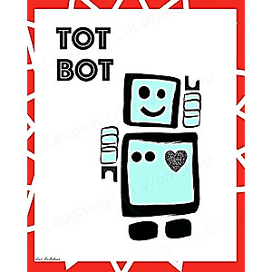 Cute Robot art print baby room Robot nursery decor toddlers room art girls boys children's room decor