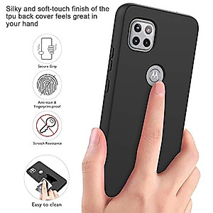 V/A for Motorola One 5G Ace Case with Built-in Screen Protector, Full Body Protection Shockproof Cover Case, [Rugged PC Front Bumper + Soft TPU Back Cover] Armor Protective Phone Case (Black)
