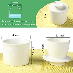 Warome Butter Crock, Butter Dish with Lid for Countertop, French Butter Keeper to Leave on Counter with Water Line, Ceramic Butter Holder for Fresh Spreadable Butter-White