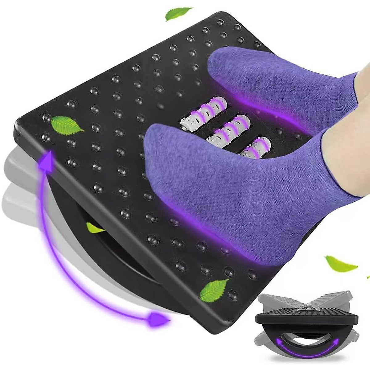 CEECOLES Foot Rest Under Desk at Work with Rocking Design, Ergonomic Foot Stool with Massage Rollers for Pain Relief, Shake Design Footrest with Massage Surface Leg Rest Pain Relief for Office Desk