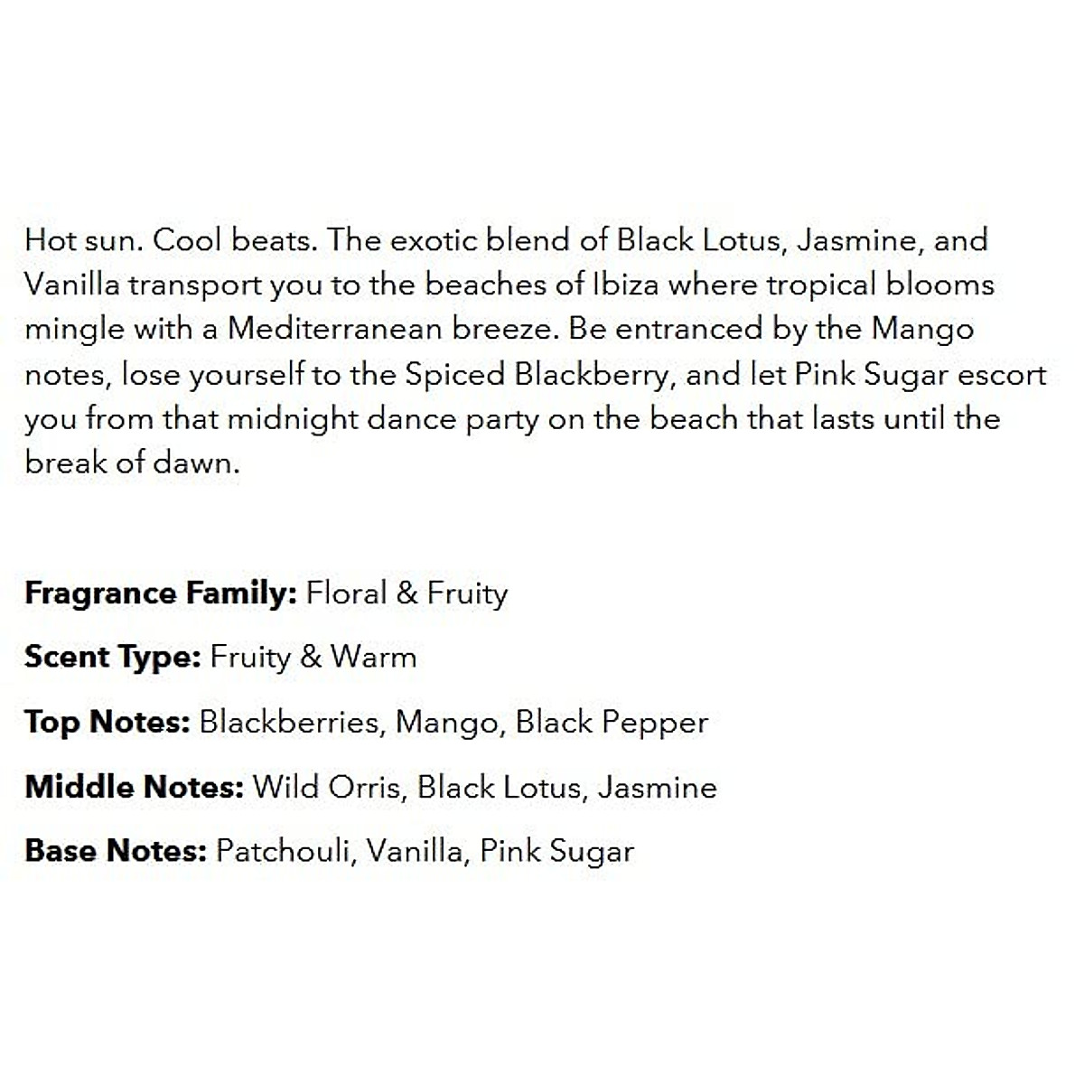 Blossom Unisex Eau De Parfum, Cruelty Free & Vegan Fragrance, Plant-based Perfume Spray with Real Flowers, Made in USA, 1.7oz, (Black Lotus, Jasmine, Vanilla, Mango, Spiced Blackberry), Ibiza Nights